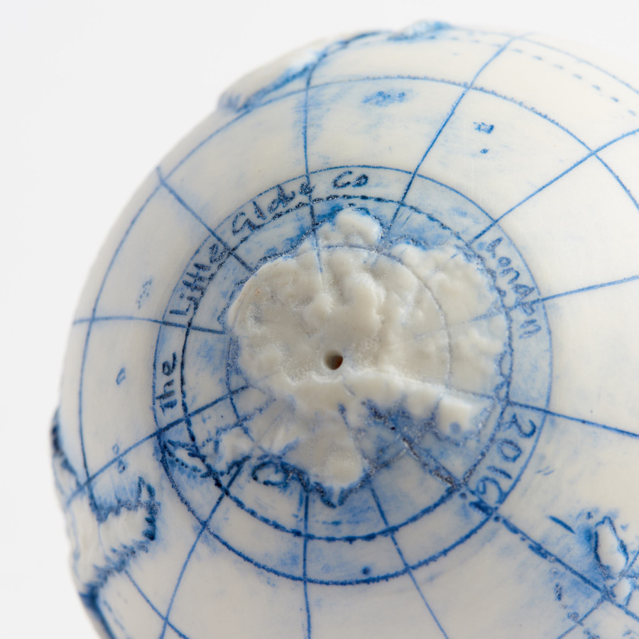 Hand-Painted Ceramic Blue Meridian Globe | The Garnered