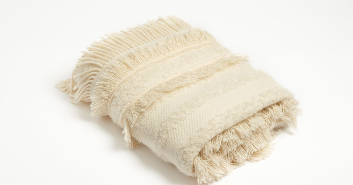 Large Irish Mohair Cream Blanket with Metallic Bouclé… | The Garnered